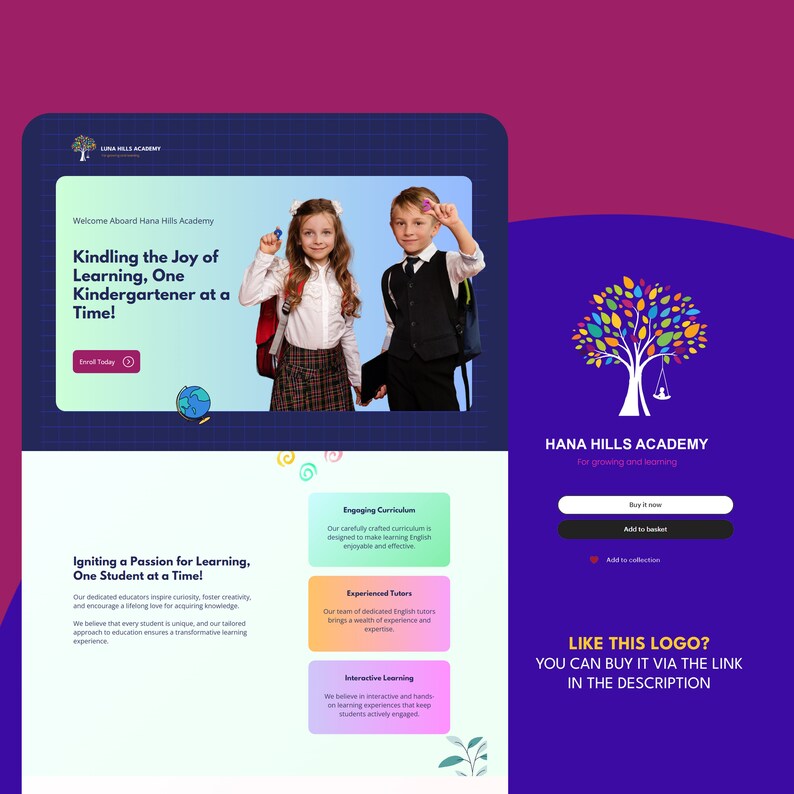 School Website Canva Template | Editable Template | Kids Template ...