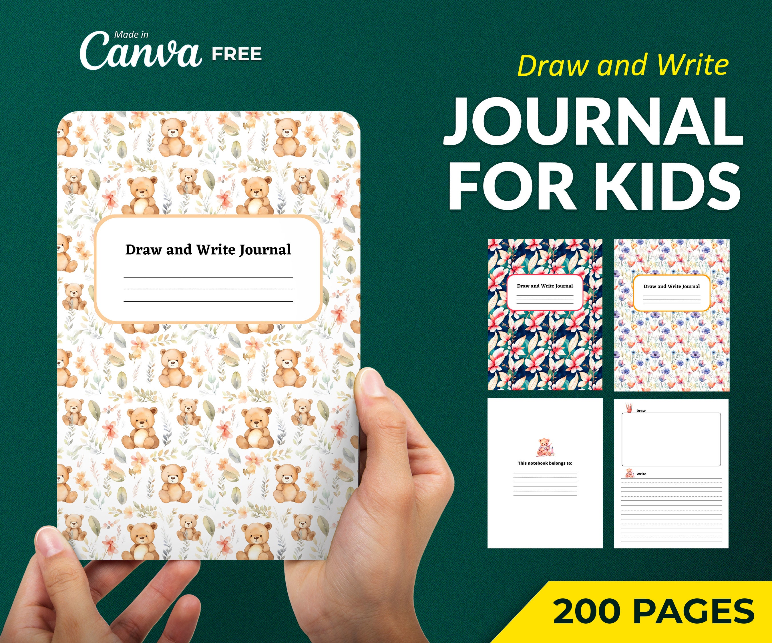 Draw and Write Journal for Kids | Fully Customizable With Canva FREE ...