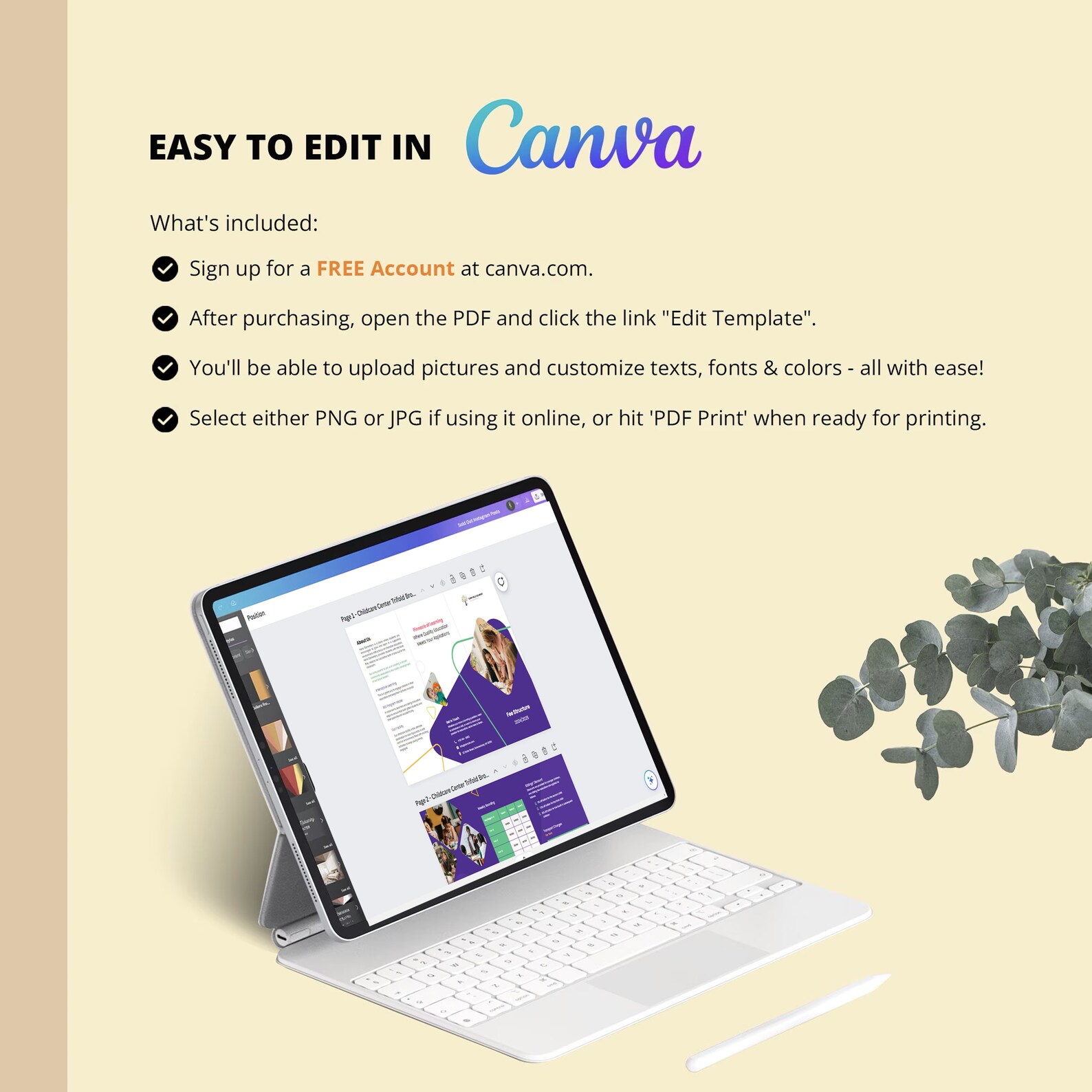 Editable Fee Structure Trifold Brochure Template | School Editable ...
