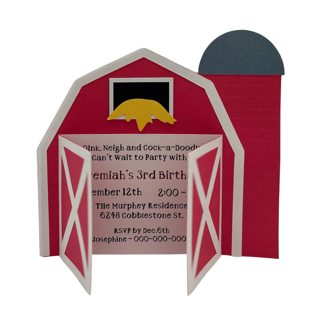 Giddy up for a Barnyard Bash Handmade, Personalized Barn Invitation for ...