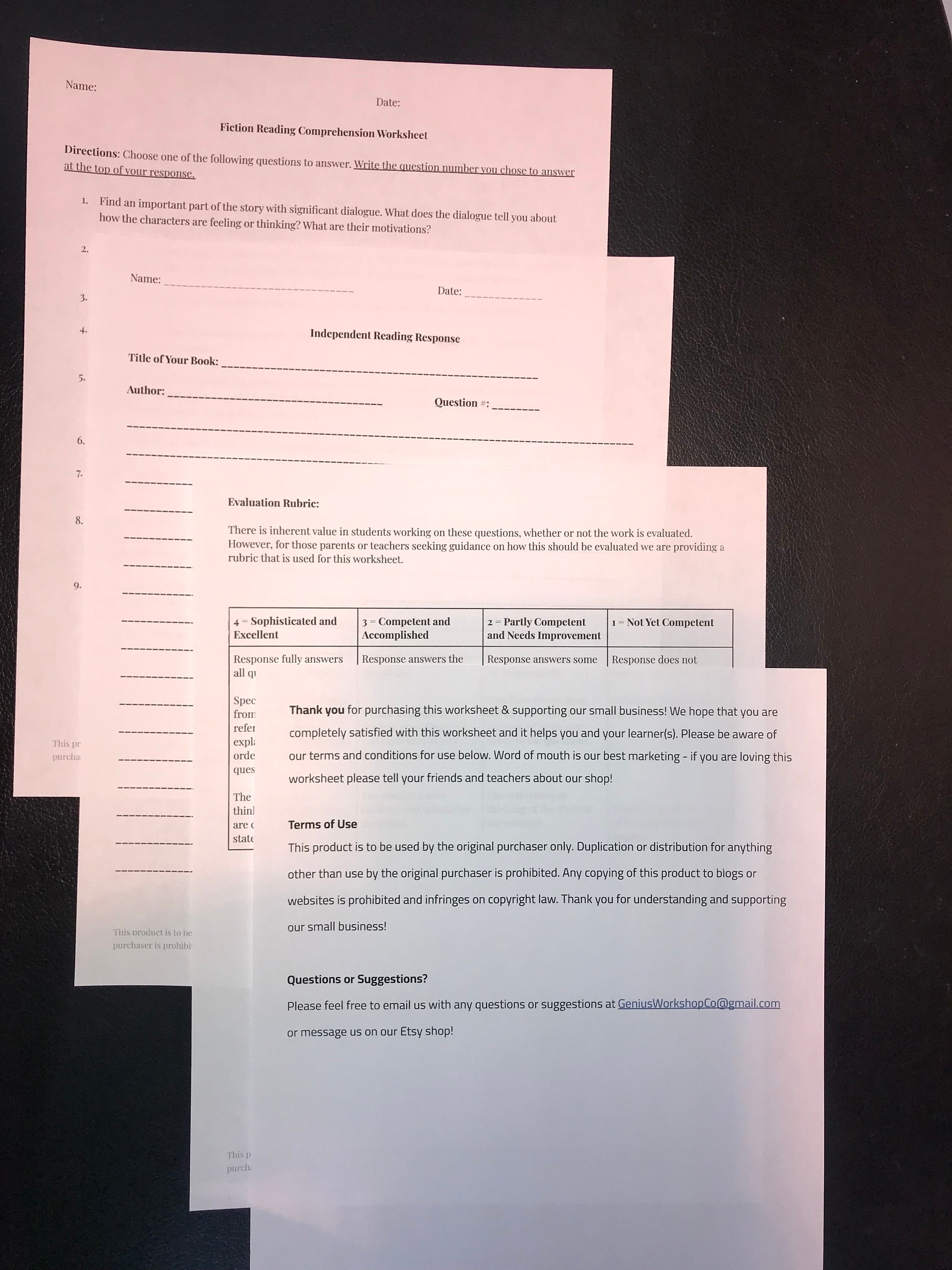 6th Grade Reading Comprehension WORKSHEET With Evaluation Rubric ...