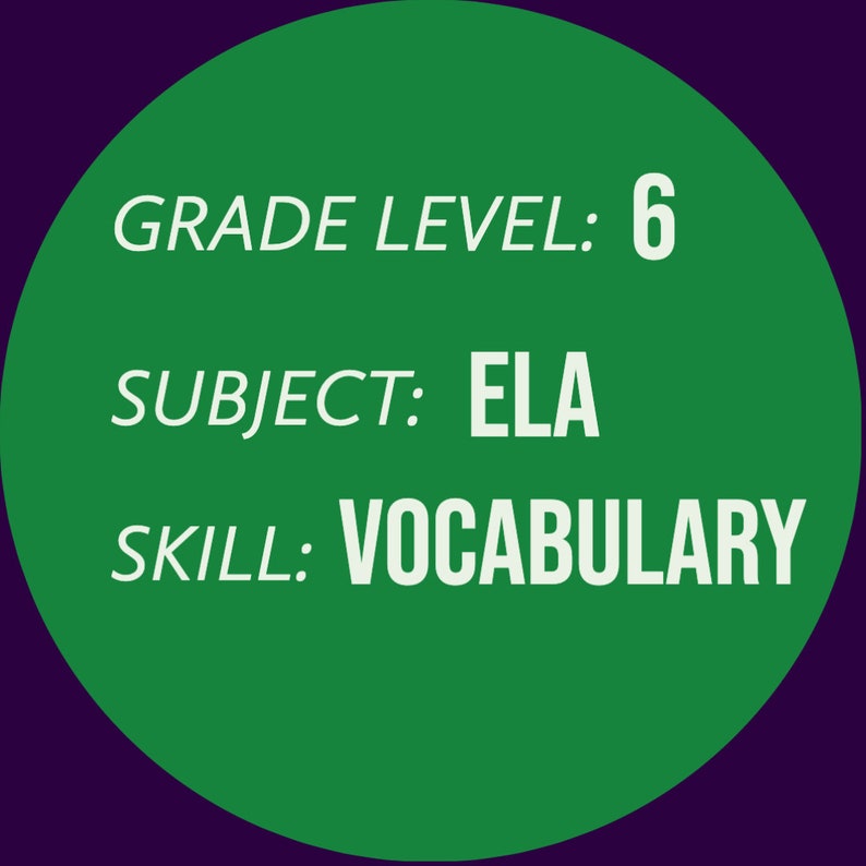 6TH GRADE VOCABULARY EXERCISES 2 Printable Ela Homeschool - Etsy