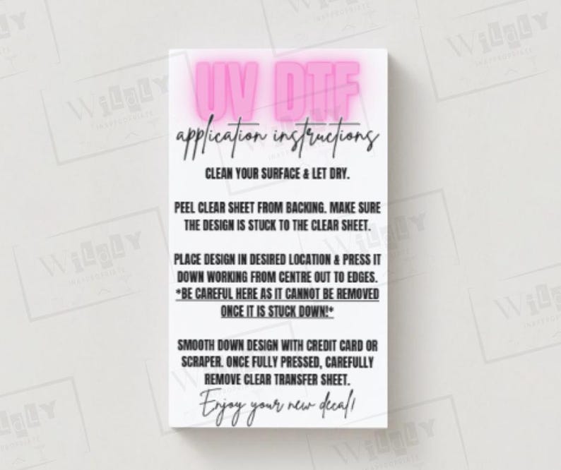 UVDTF Application Instructions Png Digital Files Printable File - Etsy