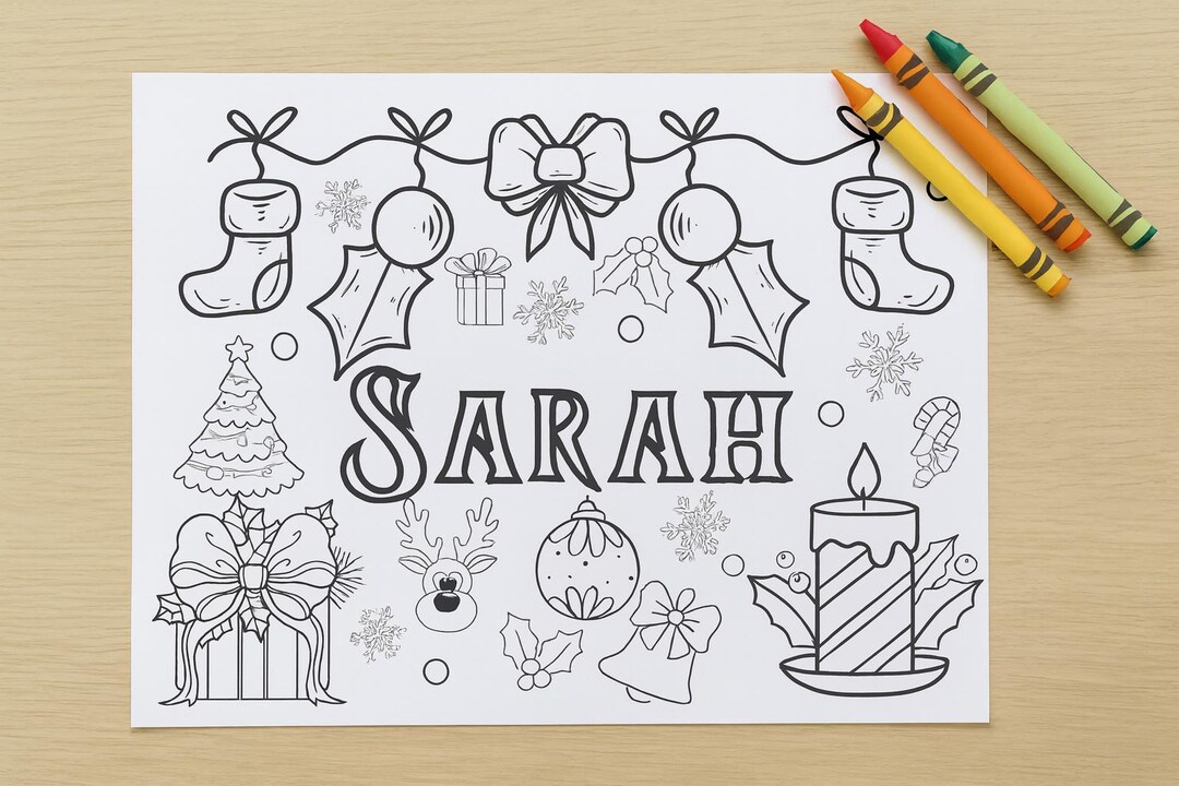 Personalized Christmas Coloring Sheet | Custom Name Holiday Activity ...