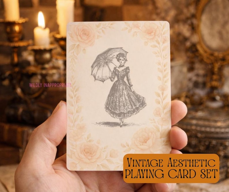 Vintage Victorian Floral Playing Cards Set – Elegant Lady Design ...