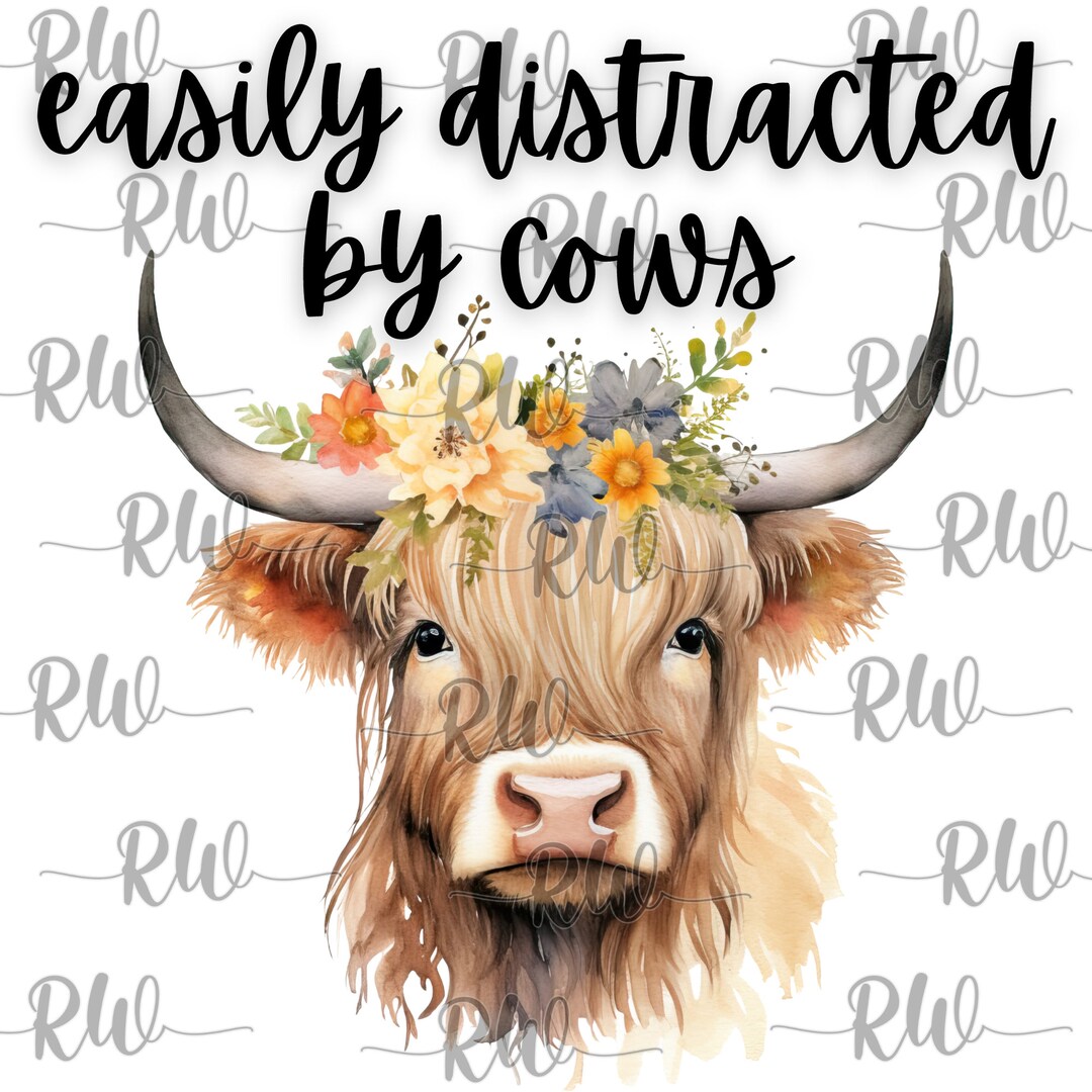 Easily Distracted by Cows Png Pretty Cow Floral Cow Cow With Flowers - Etsy