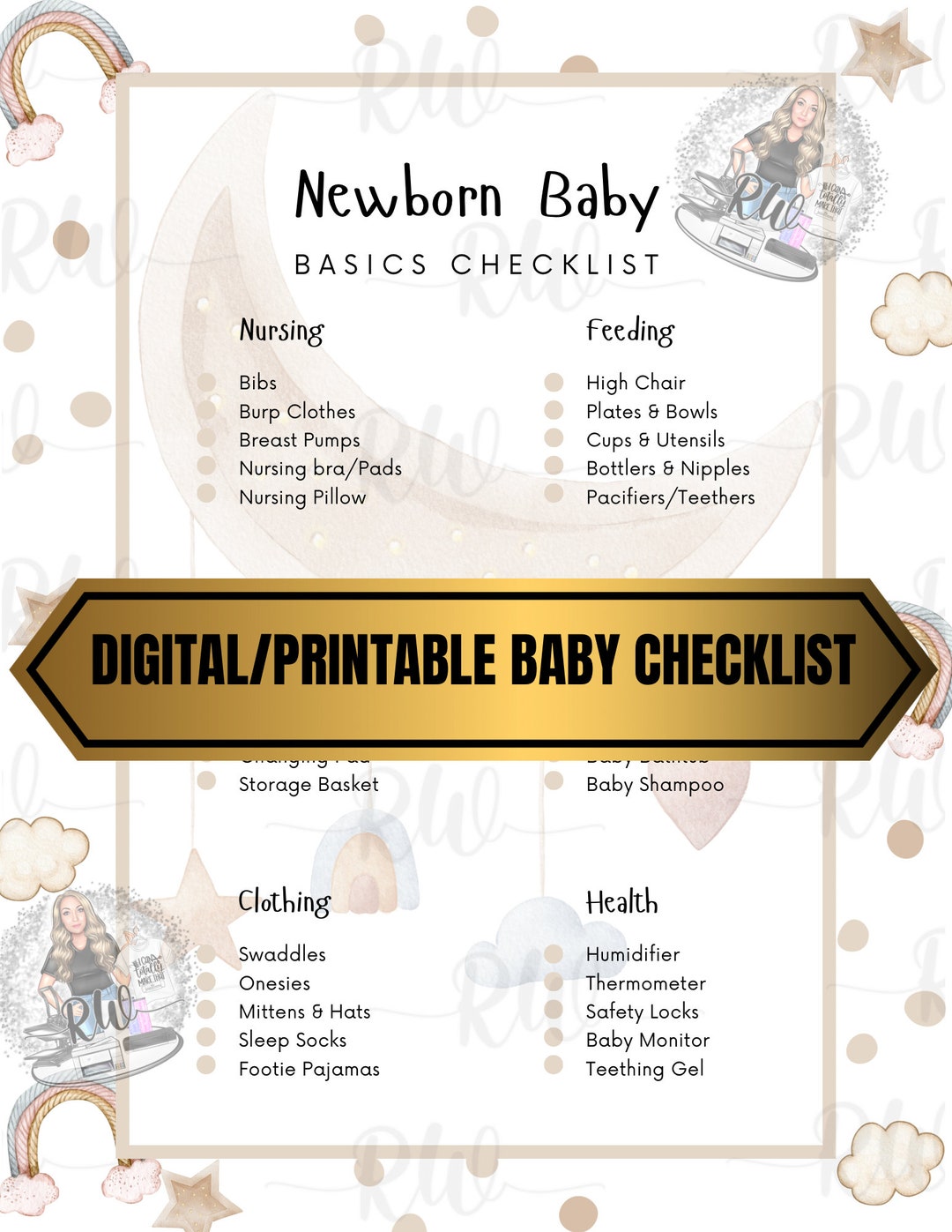 Digital Printable Baby Checklist New Mom Checklist Nursery, Essentials ...