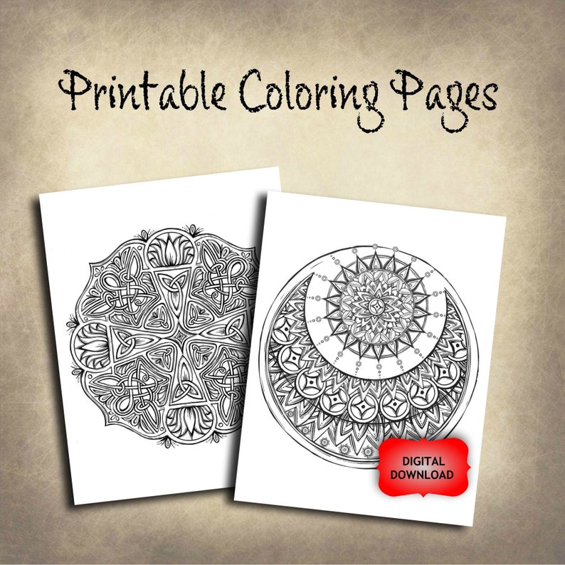 Set 1: Mindful Mandala Printable Coloring Pages instant Download Letter ...
