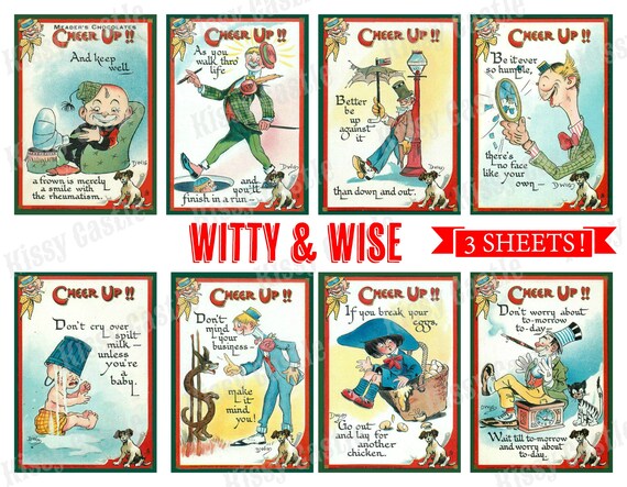 Witty & Wise: Digital Printable Collage Sheet Instant | Etsy