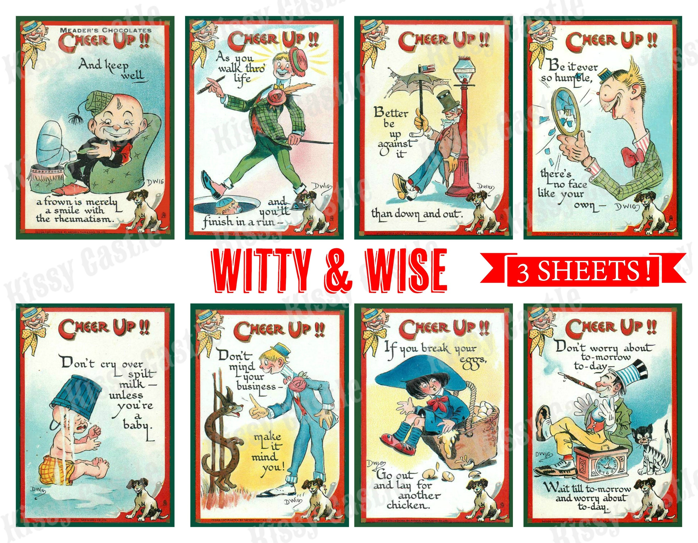 Witty & Wise: Digital Printable Collage Sheet Instant Download ATC ...