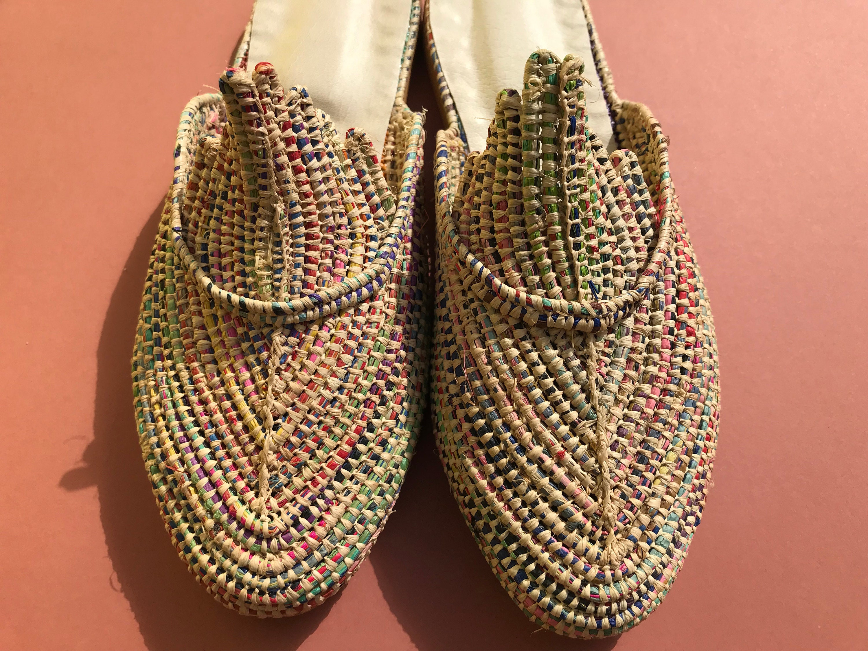 Raffia Multi Coloured Mules EUR 36 UK 3.5 US 6 - Etsy UK