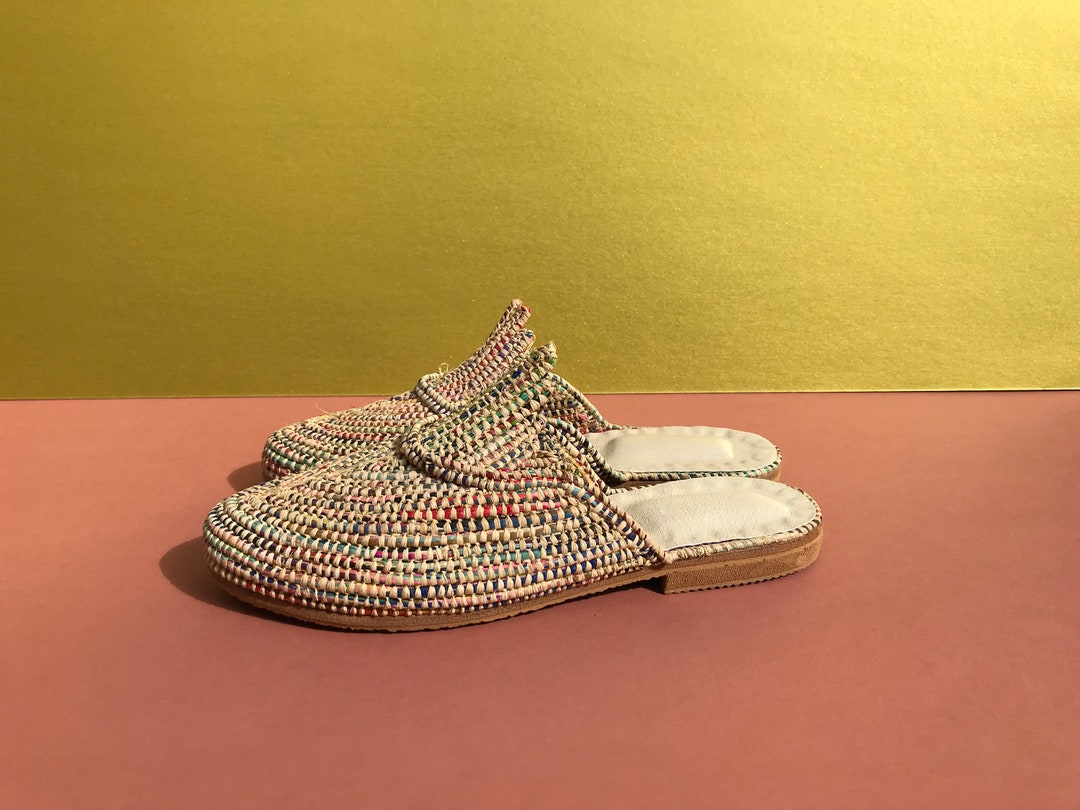 Raffia Multi Coloured Mules EUR 36 UK 3.5 US 6 - Etsy