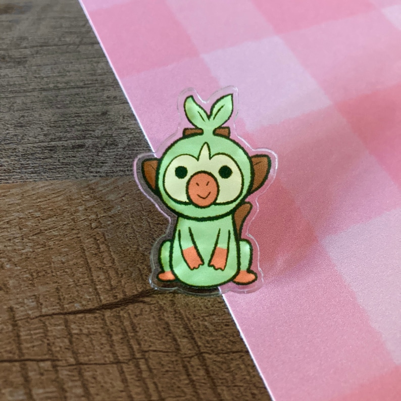 Cute Grookey Acrylic Pin | Pokemon | Chibi | Anime | Button Badge | Bag ...