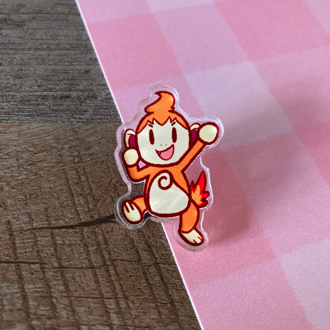Cute Chimchar Acrylic Pin | Pokemon | Chibi | Anime | Button Badge ...