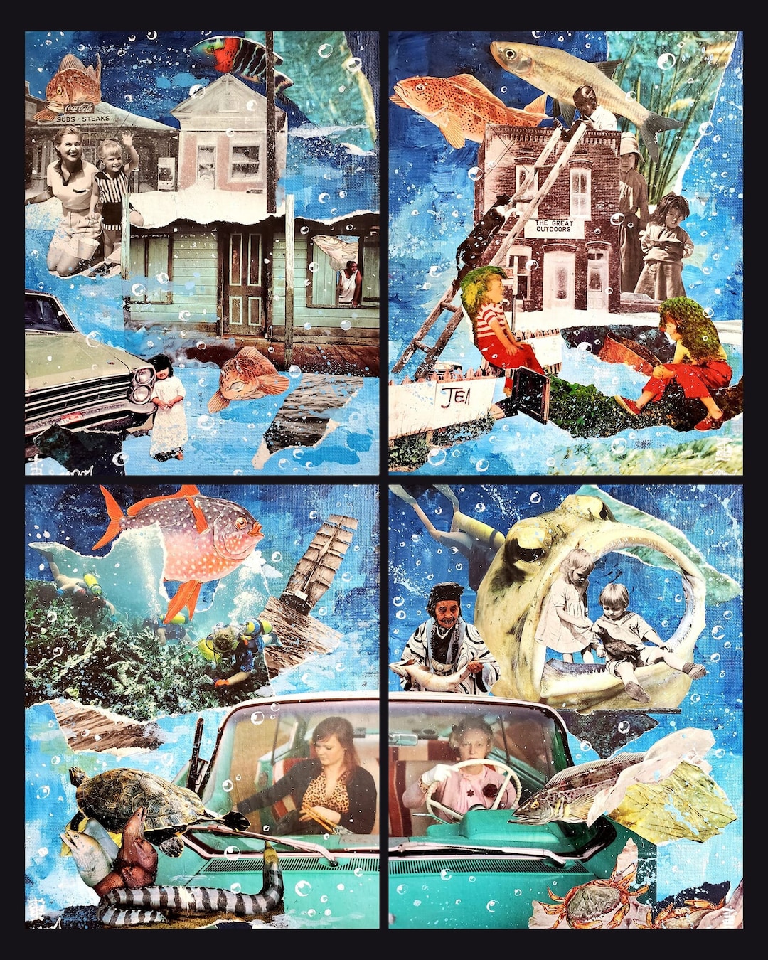 THE GREAT ESCAPE - Collage Originalwerke (4 Gemälde) - Etsy Österreich