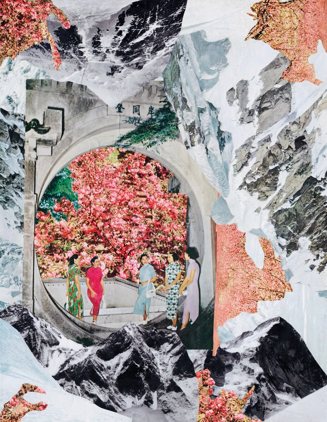 Mountain of Asia collage Art - Etsy