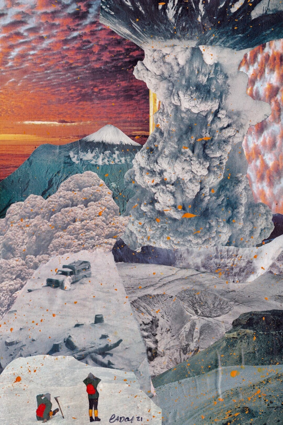 The Volcano Original Collage - Etsy