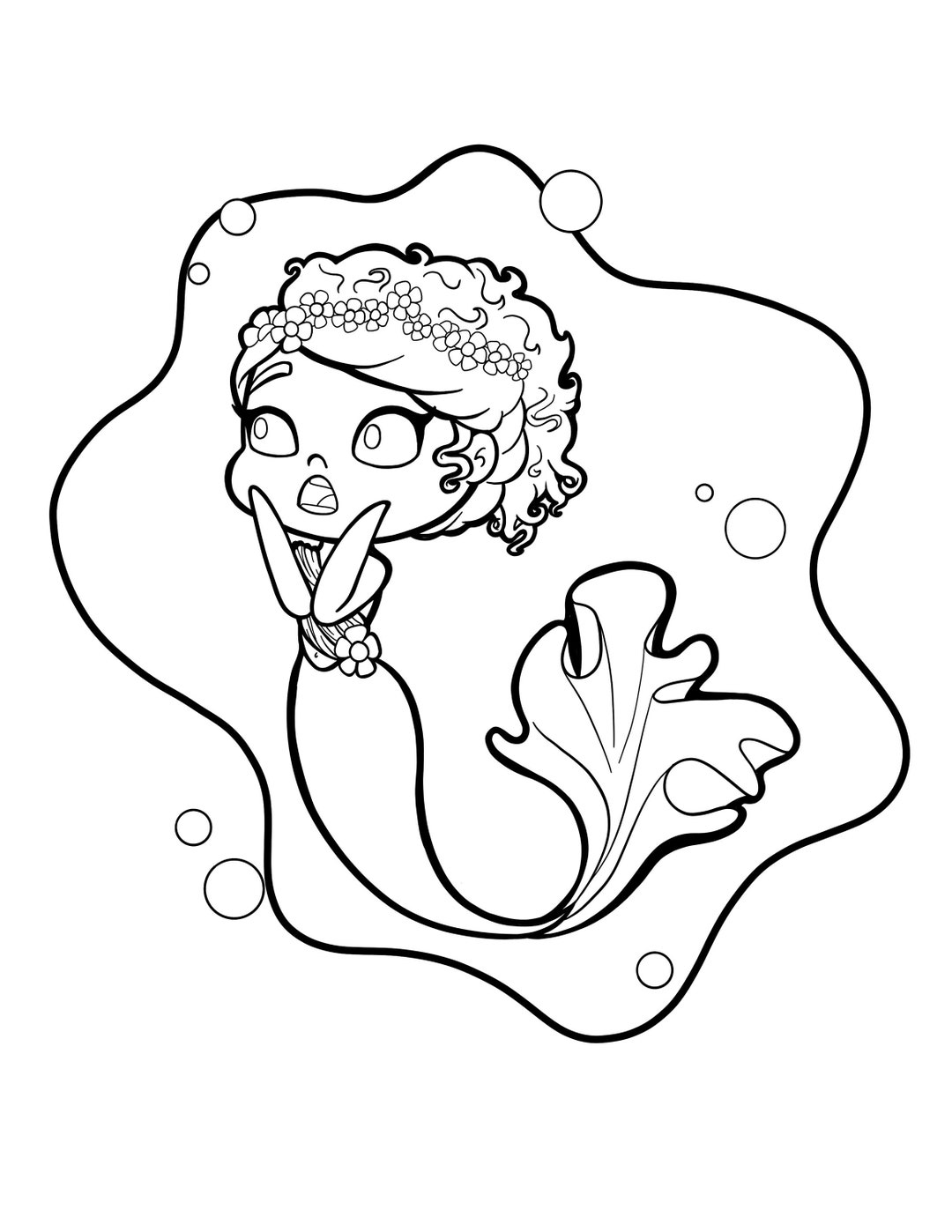 Shocked Cutie Mermaid Printable Coloring Page - Etsy