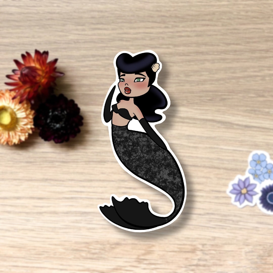 Pin-up Mermaid, Large Waterproof Sticker - Etsy