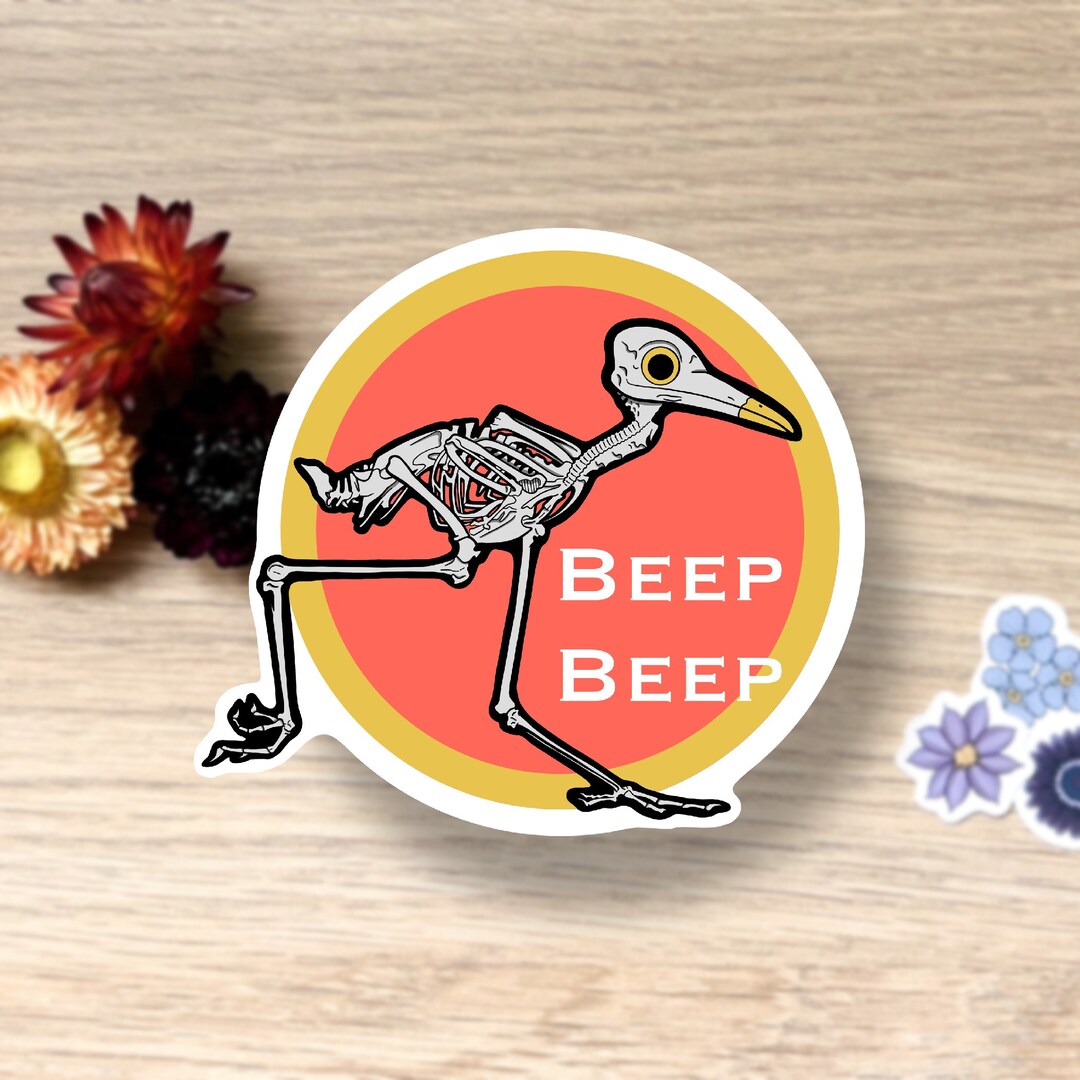 Roadrunner Skeleton With Orange and Yellow Background, Single Sticker ...