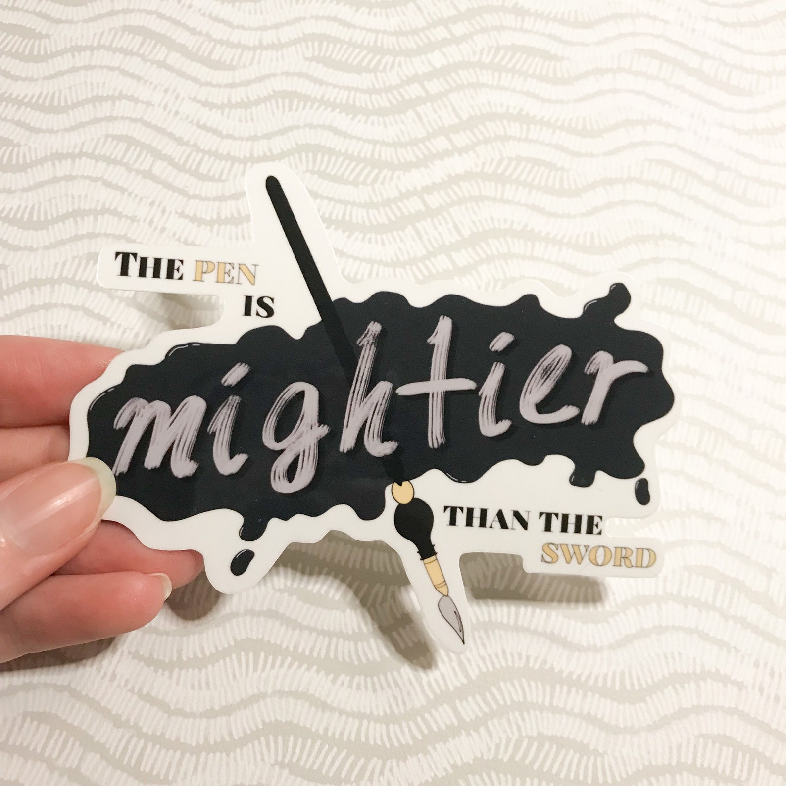 The Pen is Mightier Than the Sword Single Sticker Waterproof - Etsy