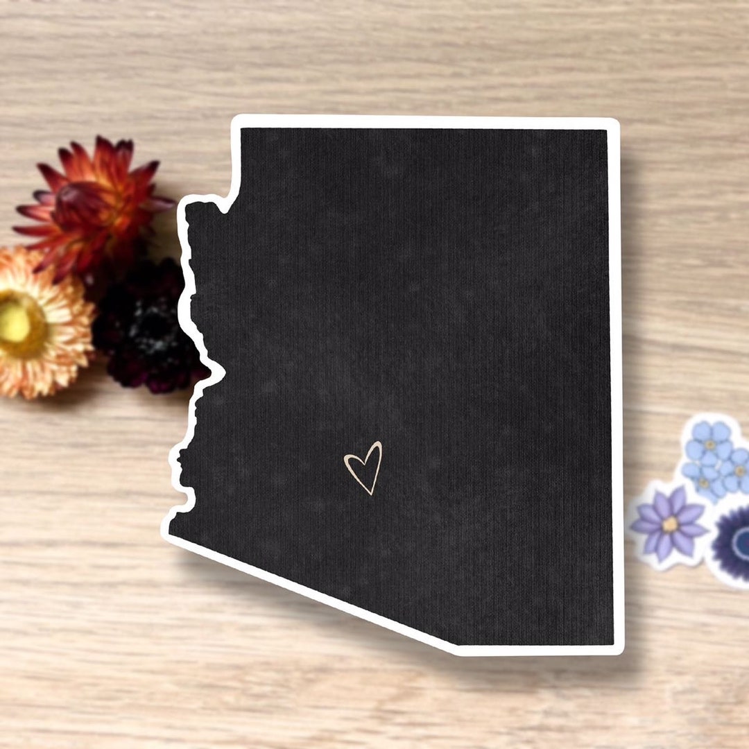 Black Arizona State With Phoenix Heart, Single Sticker, Waterproof ...
