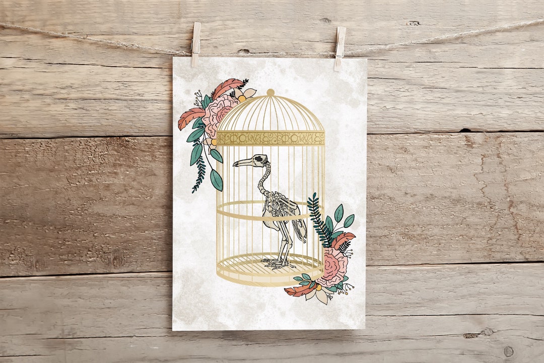 Skeleton Phoenix Art Print - Etsy