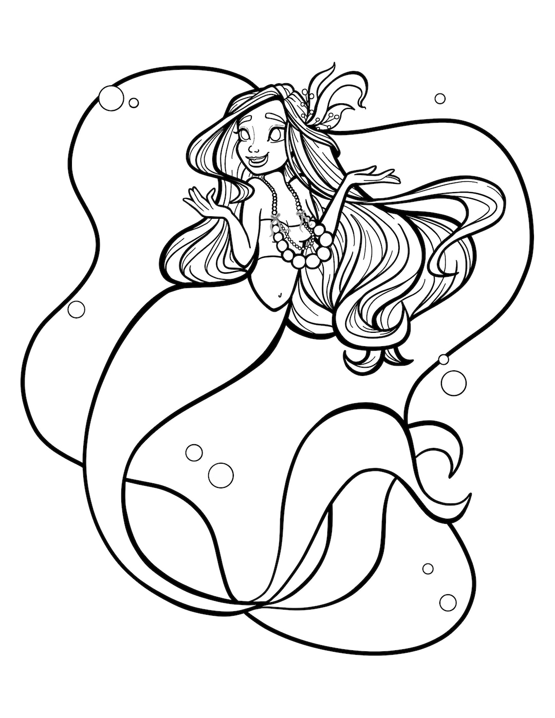 Fun Mermaid Printable Coloring Page - Etsy