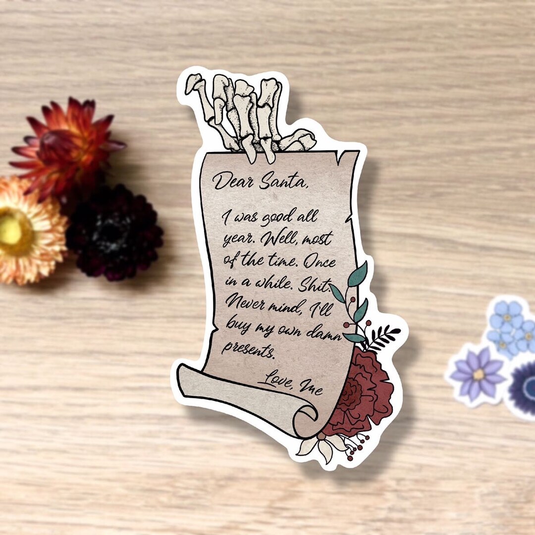 Funny Adult Letter to Santa With Skeleton Hand, Large Waterproof ...
