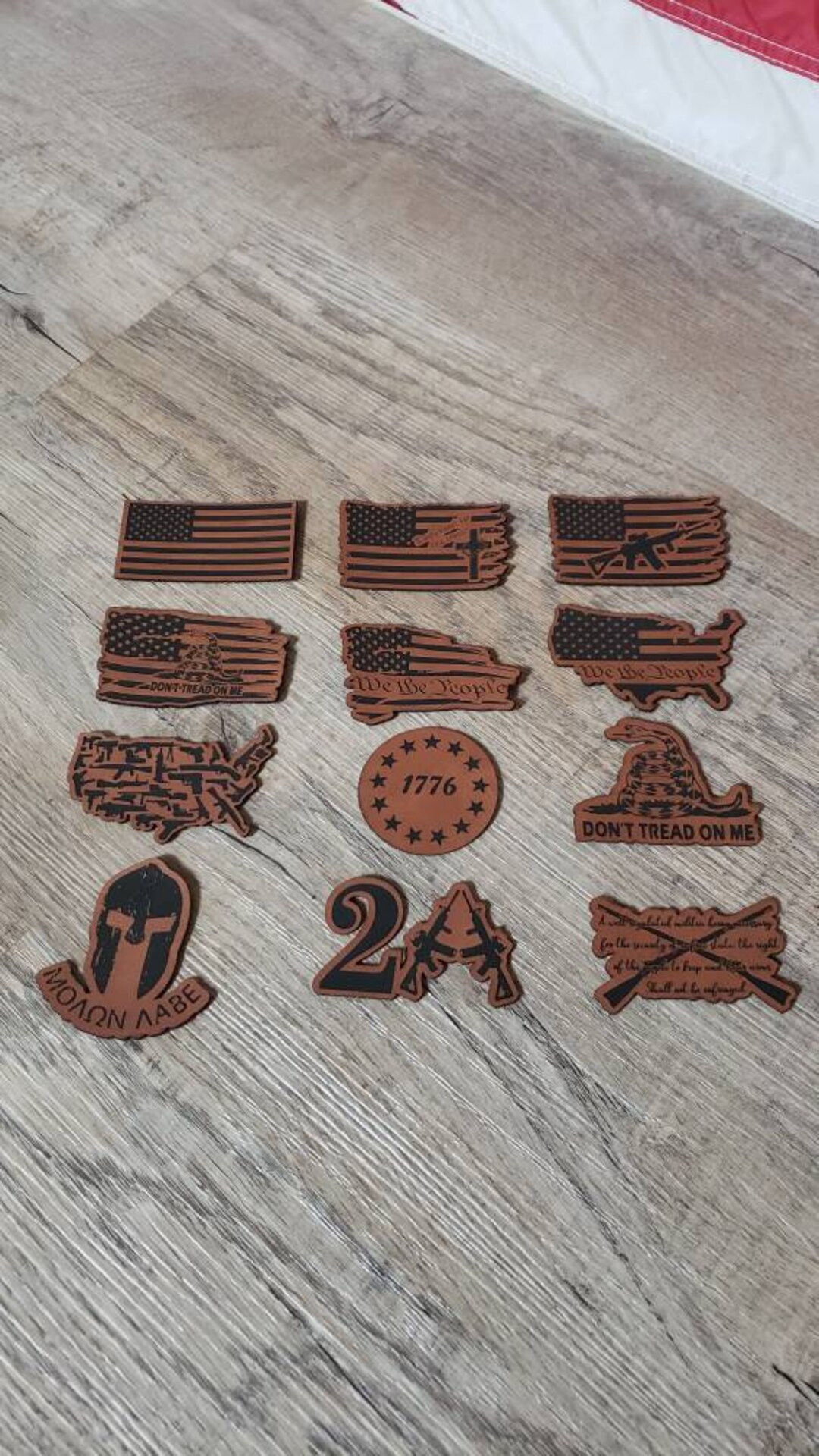 Patriotic Leather Hat Patches: 2A, American Flags - 12 Pack - Etsy