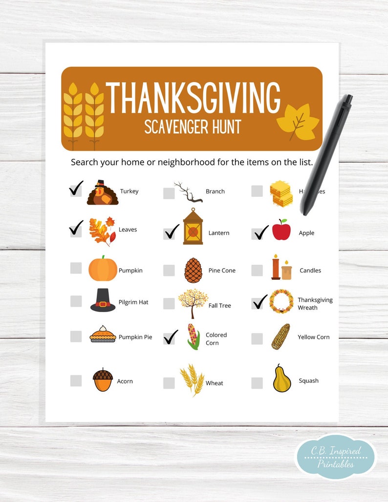 Thanksgiving Scavenger Hunt Printable Kids Game Digital - Etsy