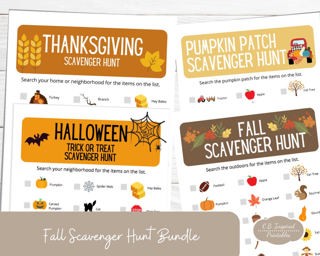 Fall Scavenger Hunt Bundle Autumn Scavenger Hunt Halloween - Etsy