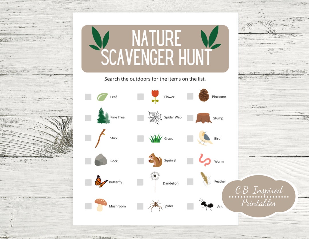 Nature Outdoor Camping Scavenger Hunt Printable Kids Game - Etsy