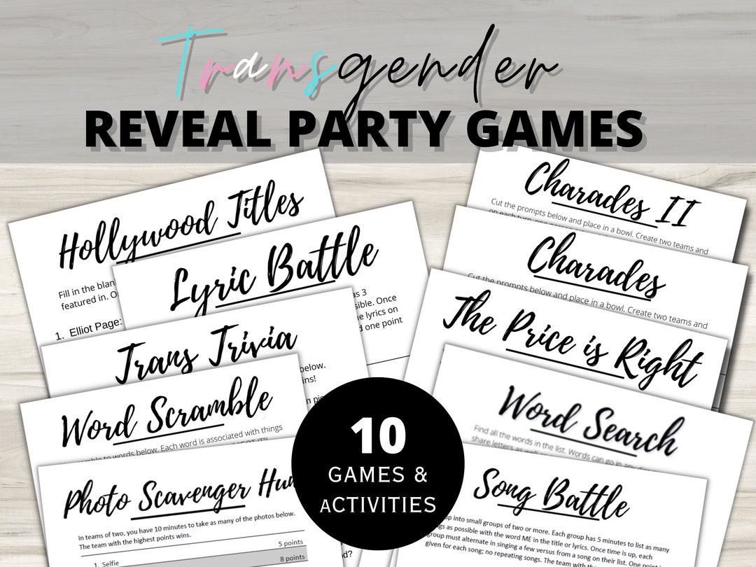 Transgender Party Games Trans Coming Out Party Reveal Party Games ...