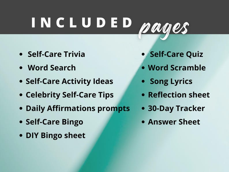Self Care Activity Pack | Self Care Trivia | Self Care Bingo ...