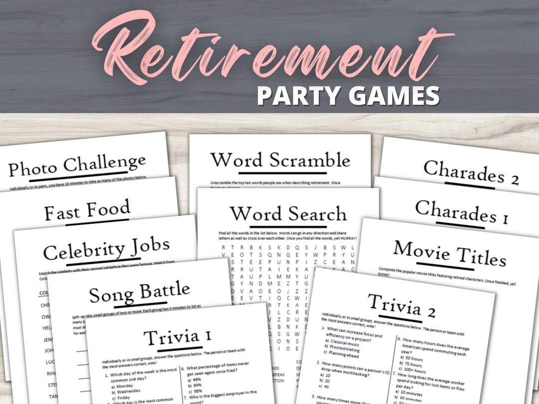 Retirement Party Games Printable Retirement Games Work Retirement ...