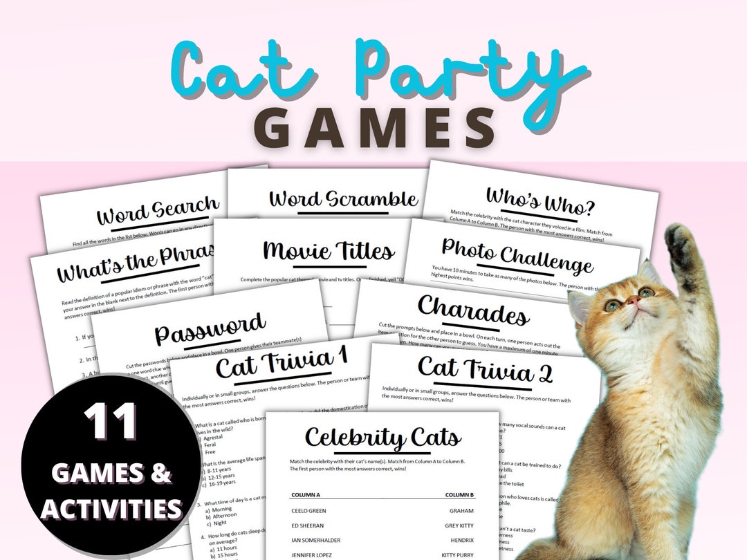 Cat Party Games Cat Themed Party Cat Adoption Day Kitten - Etsy