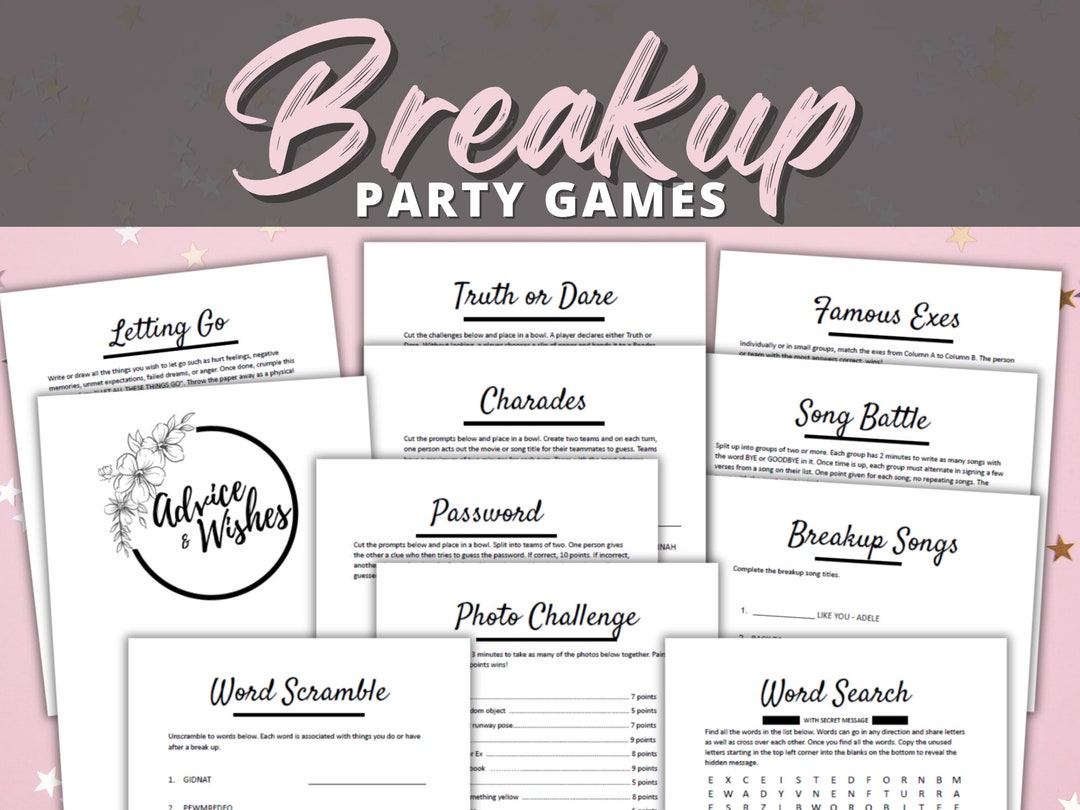 Divorce Party Games Printable Breakup Party Games Divorce Celebration ...