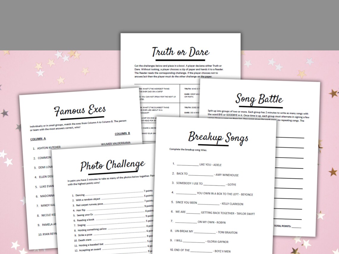 Divorce Party Games | Printable Breakup Party Games | Divorce ...