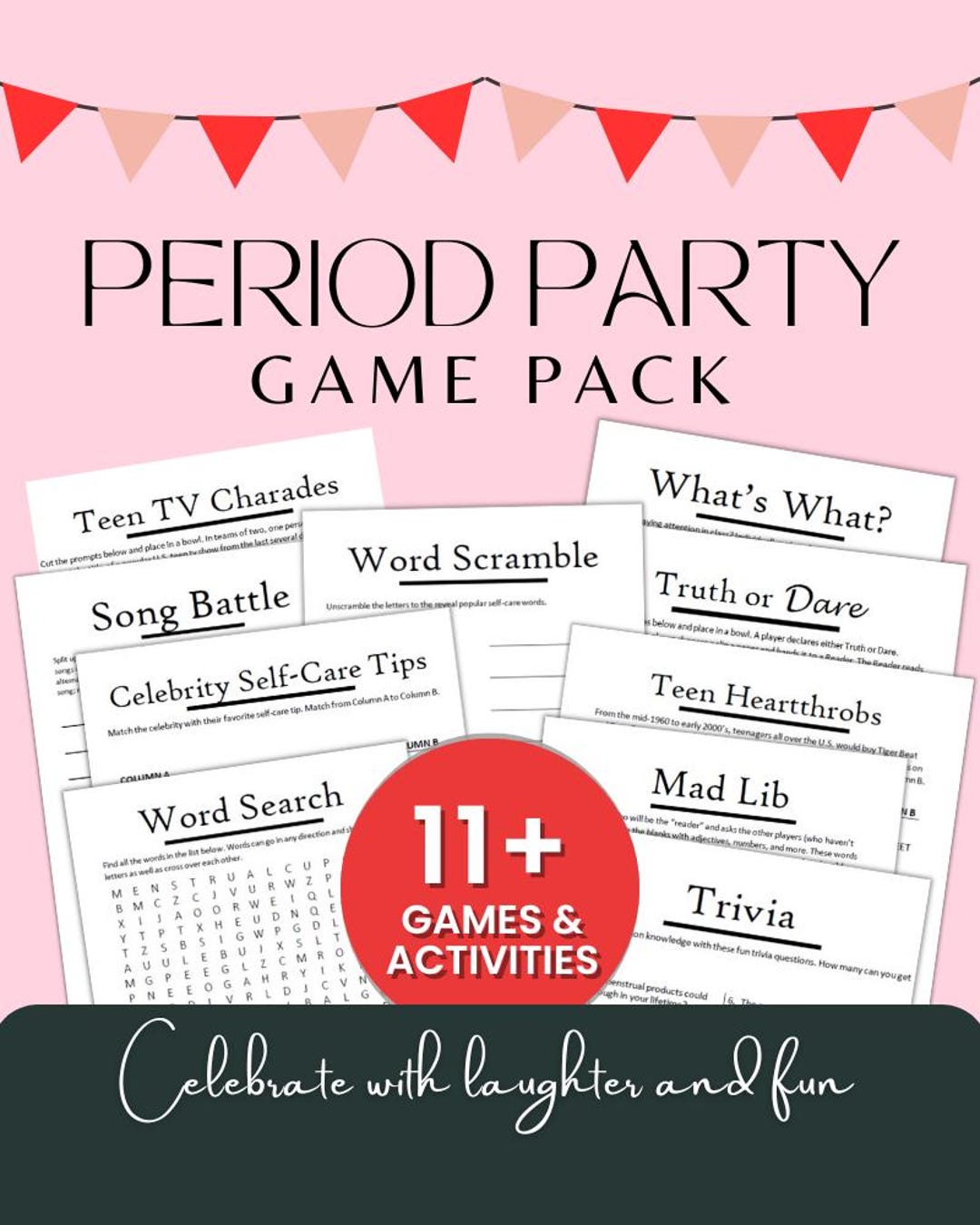 Period Party Game Pack | Period Celebration | New Moon Games | INSTANT ...