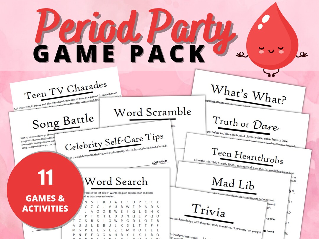 Period Party Game Pack Period Celebration New Moon Games INSTANT ...