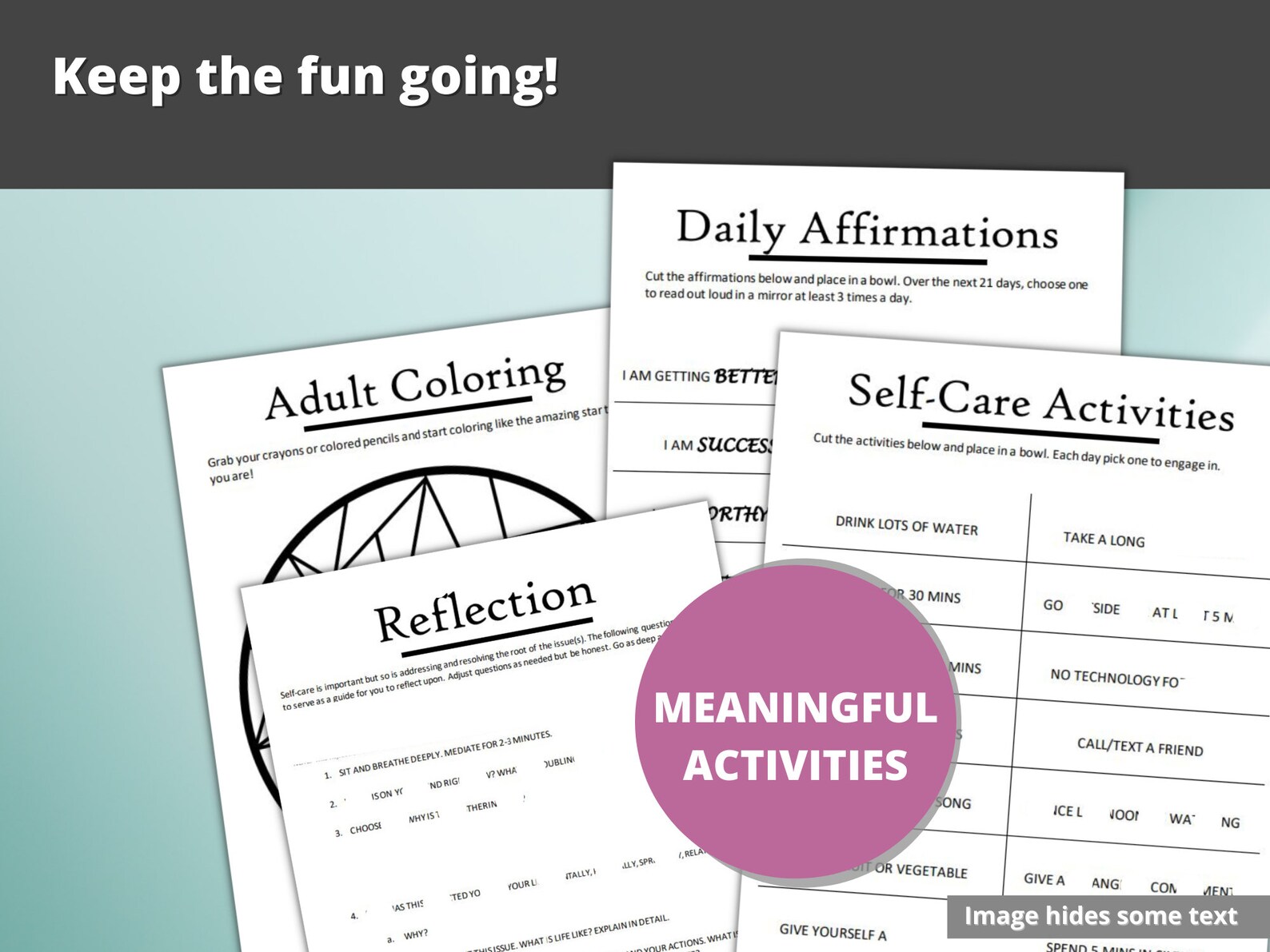 Self Care Activity Pack Self Care Trivia Game Bundle | Etsy