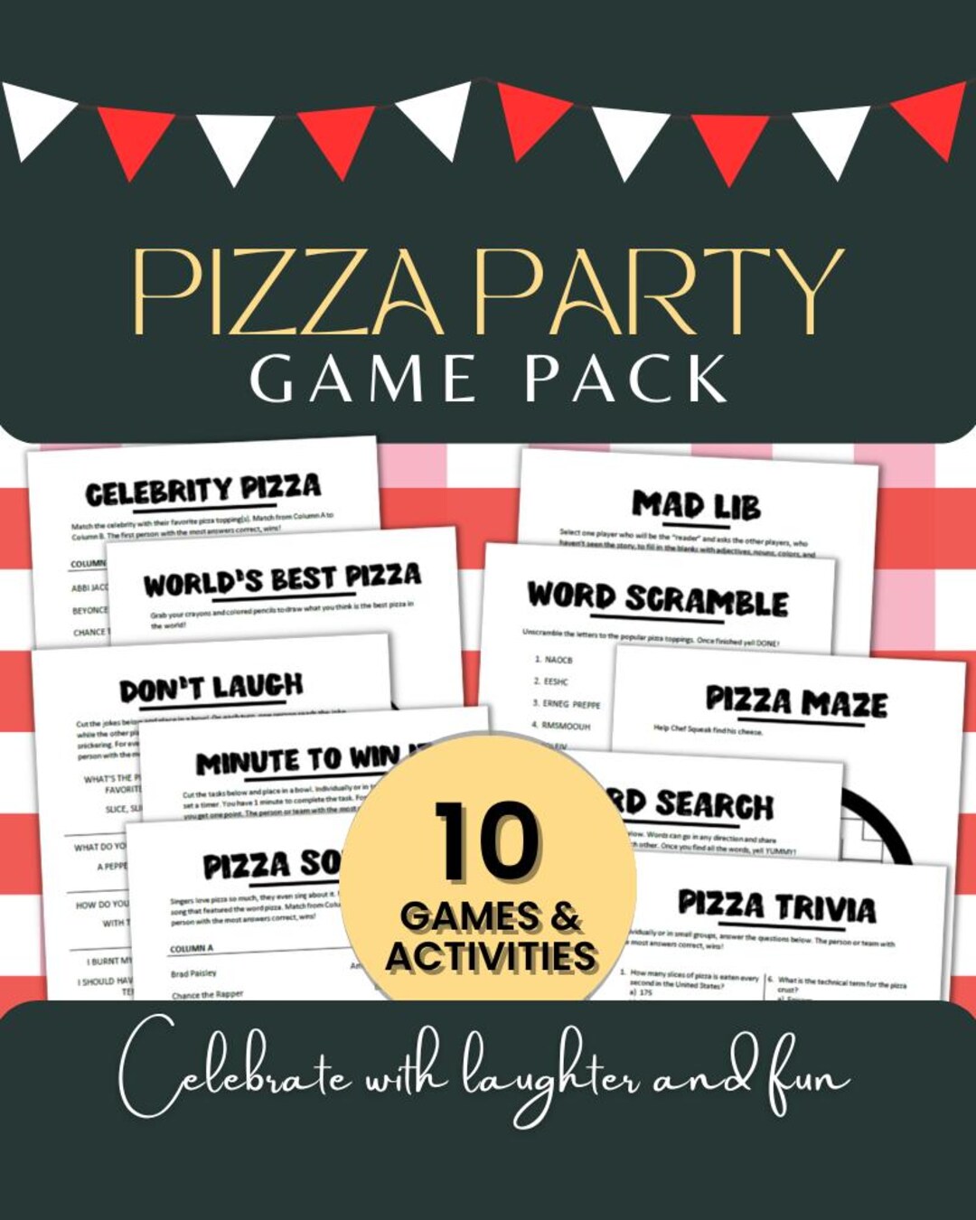 Pizza Party Games | Printable Games for Family Nights, Birthday Parties ...