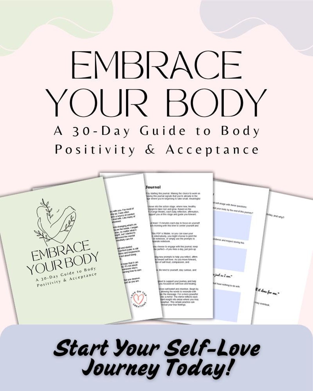 Body Positivity Journal 30-day Self-love Challenge Printable Self-care ...