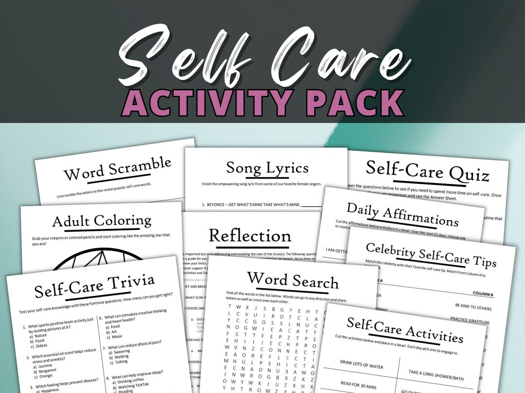 Self Care Activity Pack Self Care Trivia Self Care Bingo Printable Self ...