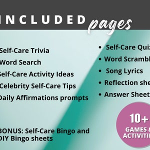 Self Care Activity Pack Self Care Trivia Self Care Bingo Printable Self ...