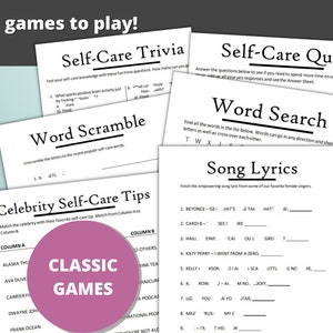 Self Care Activity Pack Self Care Trivia Game Bundle | Etsy