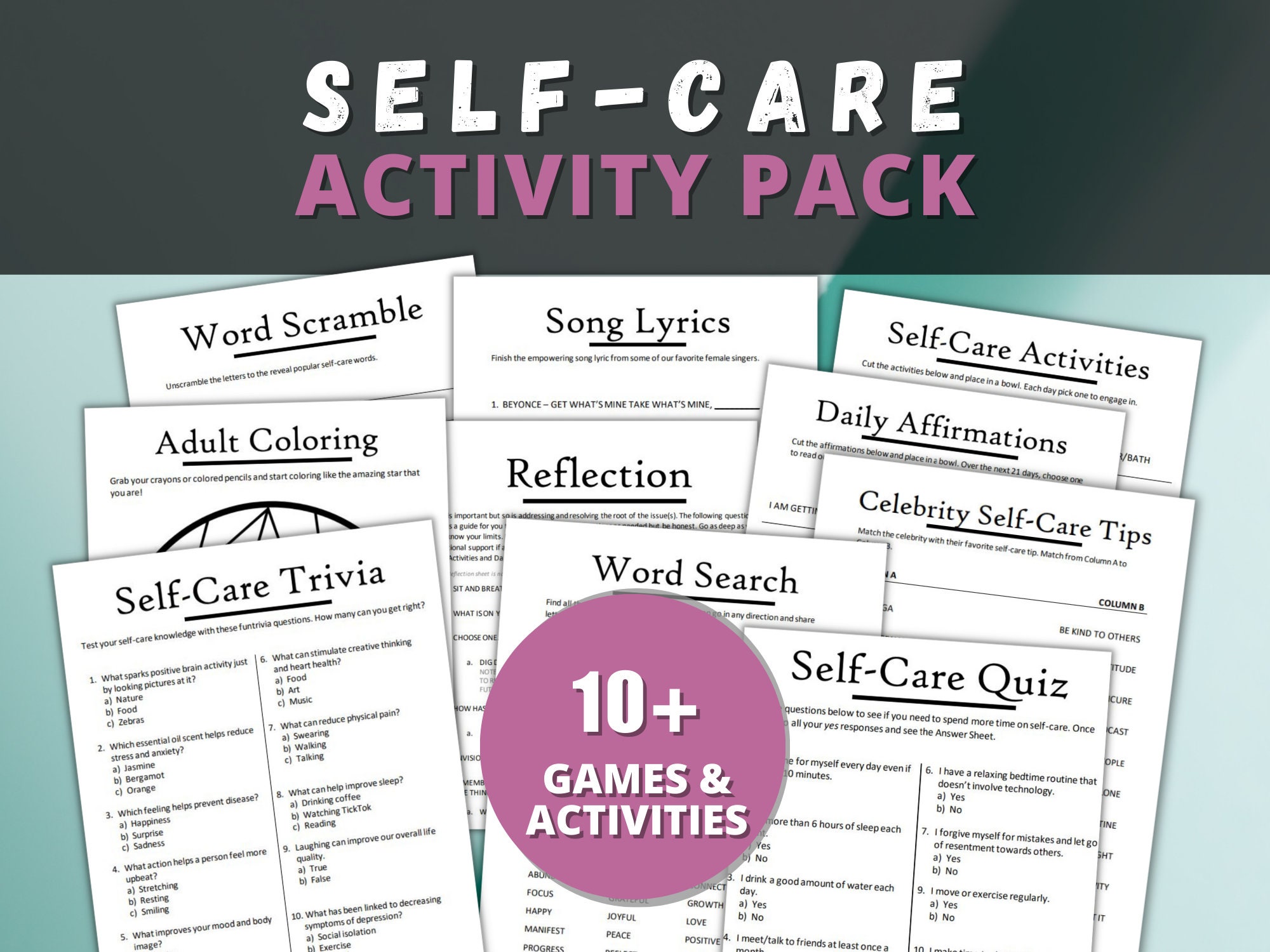 Self Care Activity Pack Self Care Trivia Self Care Bingo - Etsy