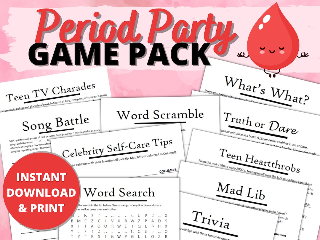 Period Party Game Pack Period Celebration New Moon Games - Etsy