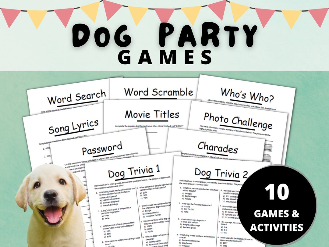 Dog Birthday Party Games Dog Lover Party Puppy Pawty Games Printable ...